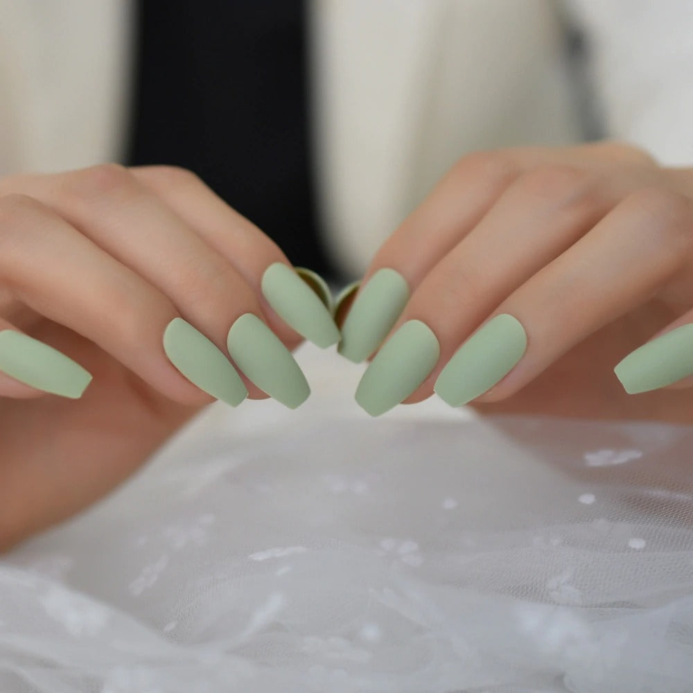 Pastel Green Nails Fake Nails Luxury Press On Nails Long Nail Designs ...